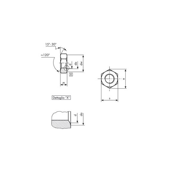 Dado esagonale basso 6S 30mm classe 8 zincato UNI 5589 DIN 936 ...